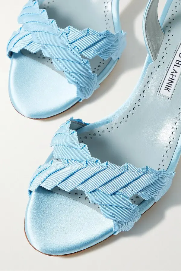 Manolo Blahnik Ligra 50 Failletrimmed Satin Slingback Sandals In
